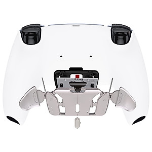 eXtremeRate White Programmable Real Metal Buttons (RMB) Version RISE4 Remap Kit for PS5 Controller BDM 010 & BDM 020, Upgrade Board & Redesigned Back Shell & 4 Back Buttons for PS5 Controller