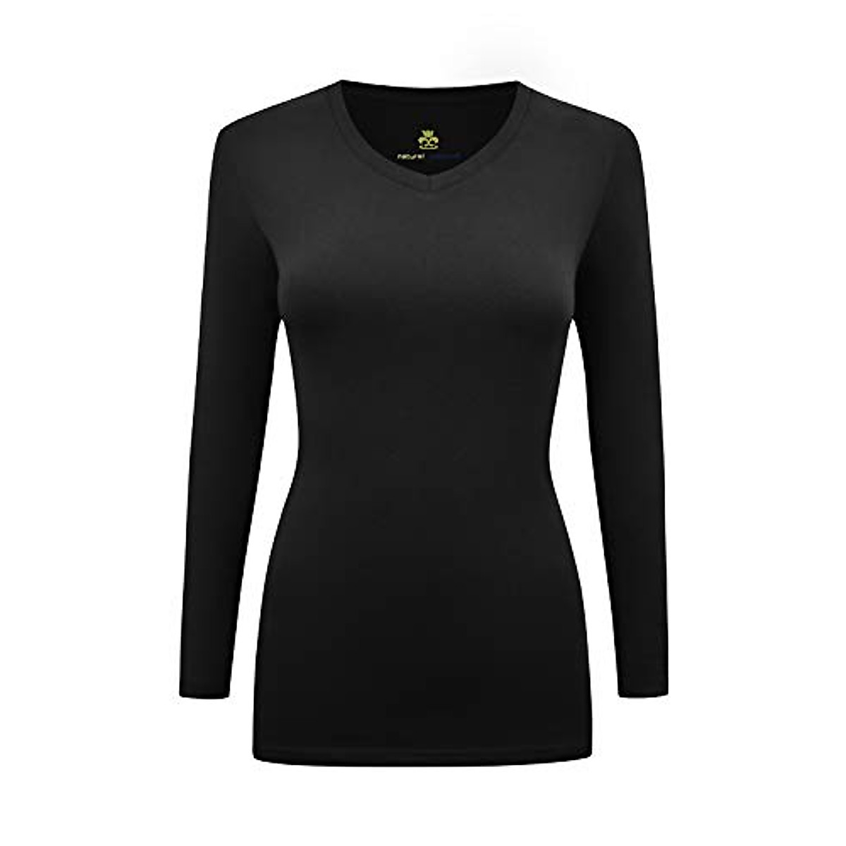 Natural Uniforms Women's V-Neck Long Sleeve Under Scrub Stretch T-Shirt - Multi Pack of 5 (Medium, 5 Pack- Black)