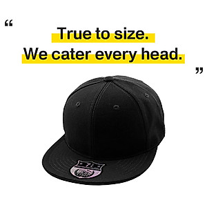 KNW-2364 BLK (7 3/8) The Real Original Fitted Flat-Bill Hats True-Fit, 9 Sizes & 20 Colors