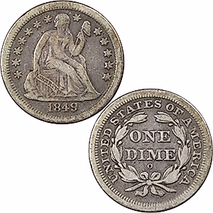 1849 O Seated Liberty Dime VF Very Fine 90% Silver 10c SKU:I911