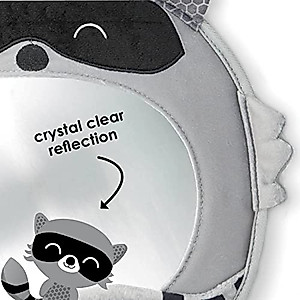 Diono Easy View Racoon Character Baby Car Mirror, Safety Car Seat Mirror for Rear Facing Infant, Fully Adjustable, Wide Crystal Clear View, Shatterproof, Crash Tested