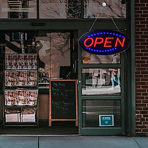 KEBE LED Open Sign, Bright High Visibility Advertisement Board Electric Display Sign Flashing Light for Business Walls Window Shop Bar Hotel, Two Modes, 19"x10"