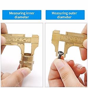 Kyuionty Brass Pocket Vernier Caliper Ruler, Sliding Gauge Mini Vernier Caliper Double Scales MM/Inch Measuring Tool (100mm)