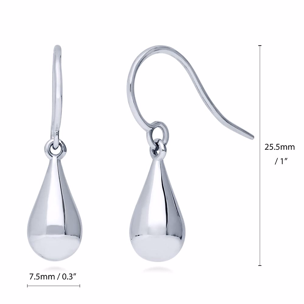 BERRICLE Sterling Silver Fashion Fish Hook Dangle Drop Earrings for Women, Rhodium Plated