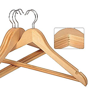 5Pcs Wooden Hangers, Smooth Finish Wooden Coat Hangers Practical Suit Wardrobe Storage Drying Rack Durable Closet Organizer(Yellow)