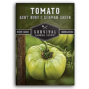 Survival Garden Seeds - Aunt Ruby’s German Green Tomato Seed for Planting - Pack with Instructions to Plant & Grow Delicious Green Tomatoes in Your Home Vegetable Garden - Non-GMO Heirloom Variety