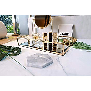 Rising Star Supply Golden Decorative Tray, Jewelry Perfume Makeup Organizer, Tray for Vanity, Table Centerpiece, Bathroom Tray, Coffee Table Tray