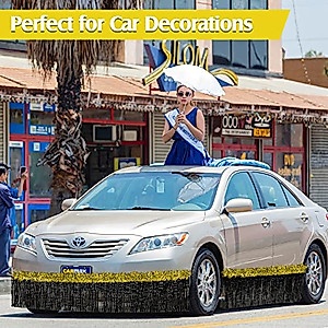 10 Pcs Graduation Parade Float Decorations, Include Foil Fringe Garland Set of 4 and Metallic Twist Garland Set of 6, Car Decorations for Congrats Grad (Black and Gold)