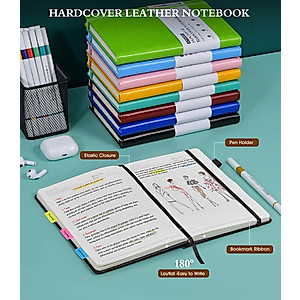 Ansopu Lined Journal Notebook for Writing, A5 100 GSM Thick Paper, Leather Hardcover Journal for Woman Men, Travel Journal Diary 160 Pages(5.75'' X 8.38'' Black)