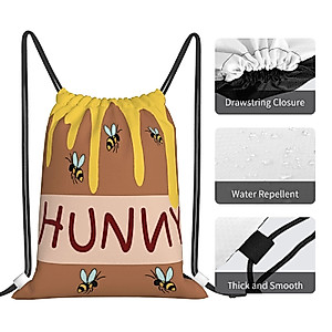 Larklitz The Hunny Pot Drawstring Backpacks Gym Bags Sport Storage Goodie Cinch Bag One Size
