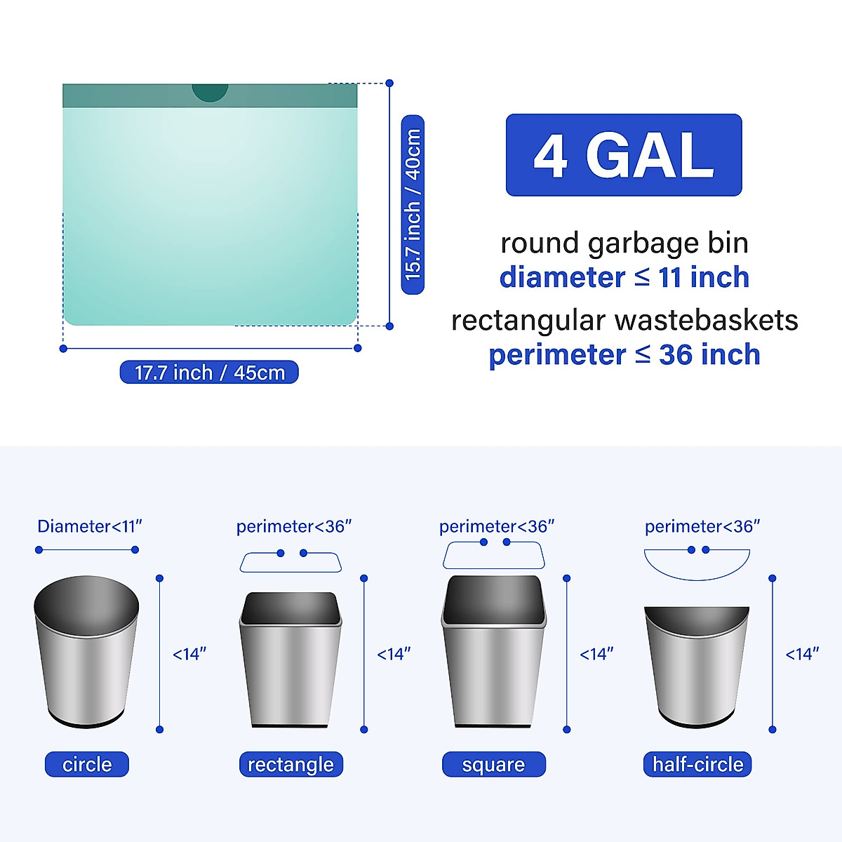 Envfender Compostable Trash Bags 4 2.6 Gallon Drawstring Biodegradable Trash Bags 100% Compost Small Trash Bags for Kitchen Bathroom Office ASTM D6400 BPI Certified Green