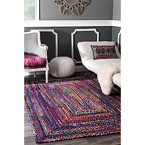 nuLOOM Tammara Bohemian Hand Braided Area Rug, 5x8, Blue
