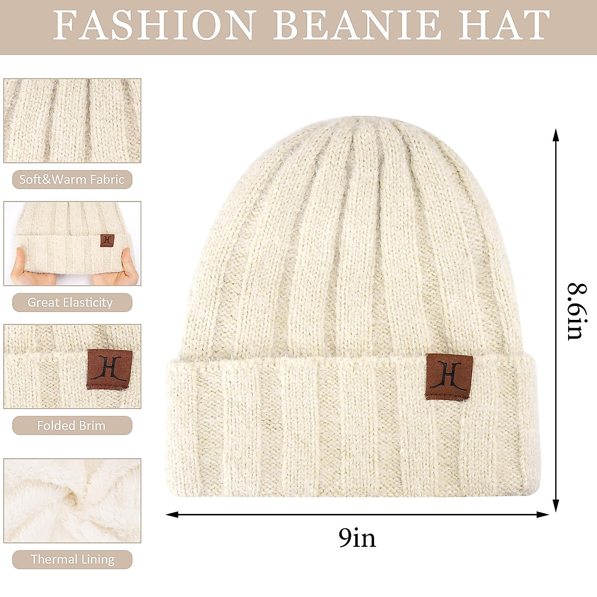 Womens Winter Warm Knit Beanie Hat Touchscreen Gloves Long Neck Scarf Set with Fleece Lined Skull Caps Gifts for Women Men