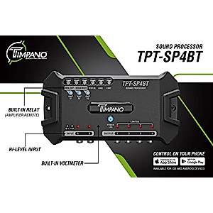 Timpano TPT-SP4BT Bluetooth DSP 4 Output Channel- Full Digital Signal DSP Car Audio Processor - Built-in Voltmeter and Remote Relay
