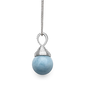 Sterling Silver Natural Milky Aquamarine Single Floating Gemstone Pendant Chain Necklace,18"
