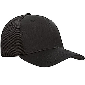 Flexfit Unisex Ultrafibre Airmesh Fitted Trucker Hat, Black, Large-X-Large