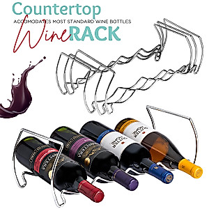 Sorbus® 3-Tier Stackable Wine Rack - Classic Style Wine Racks for Bottles - Perfect for Bar, Wine Cellar, Basement, Cabinet, Pantry, etc - Hold 12 Bottles, Metal (Silver)