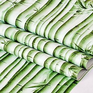 Green Bamboo Contact Paper self Adhesive Shelf Liner for Walls Cabinets Dresser Crafts Wall Paper Sticker (Green, 17.7 Inch by 9.8 Feet)