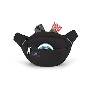 JanSport Fifth Avenue Fanny Pack Crossbody Bags for Women, Men, Black - Stylish, Durable Waist Bag with Adjustable Belt, Main Zippered Pocket, Quick Stash Pocket - Premium Travel Essentials