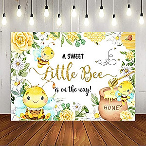 Avezano A Sweet Little Bee is on The Way Backdrop Honeycomb Bee Baby Shower Background Yellow Flower Sweet as Can Bee Baby Shower Party Decorations for Girls Photoshoot Props (7x5)