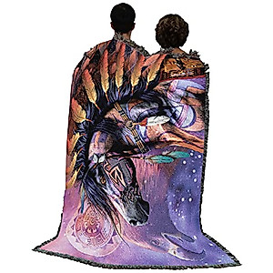 Pure Country Weavers Shaman Blanket by Laurie Prindle - Native American - Horse Lover Gift Tapestry Throw Woven from Cotton - Made in The USA (72x54)