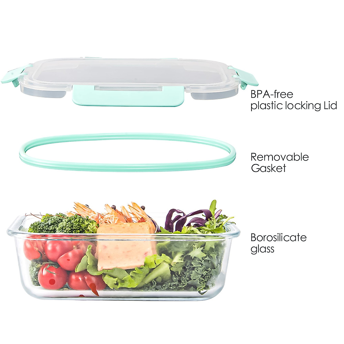 YARYOUNG 10 Pack Glass Storage Containers For Food, Airtight Meal Prep Containers with Lids Leak-proof, Glass Lunch Boxes Microwave, Freezer & Dishwasher Safe (34oz & 12oz)