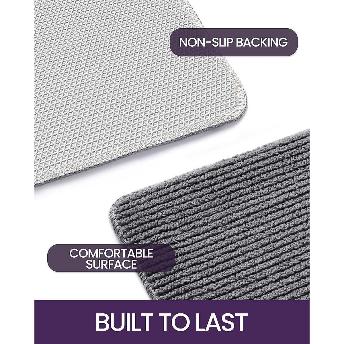 DEXI Door Mat Entryway Doormat Front Entrance Non-Slip Low Profile Washable for Inside Entry 19.5"x31.5",Grey