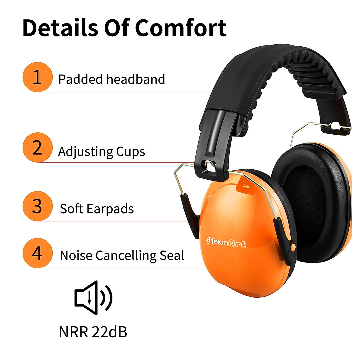 MelonArt Kids Ear Protection Earmuffs Safety Hearing Protection Headphones Noise Reduction for Autism Sensory Kids Chirldren (Mint & Pink & Orange)