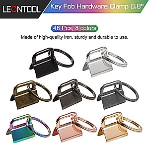 LEONTOOL 48 Pcs Key Fob Hardware Set 8 Colors Keychain Fob Hardware 1.25 Inch for Wristlet Keychain, Key Lanyard and Key Chain Making