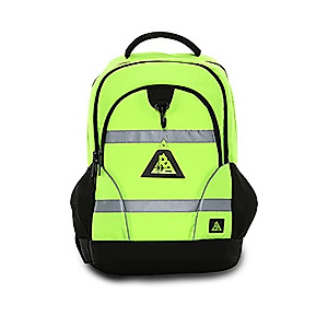 Reflective Apparel High Visibility Waterproof Safety Backpack - 3M Reflective Tape, 100% Polyester Oxford - Lime, 14" x 7" x 18"