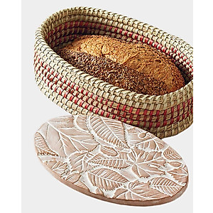 Better World Bio Bread Basket with Terracotta Warmer, Bread Basket, Bread Basket for Serving, Nature-Inspired Falling Leaves Design, Sized 12.5" w x 8.5" d x 3.5" h