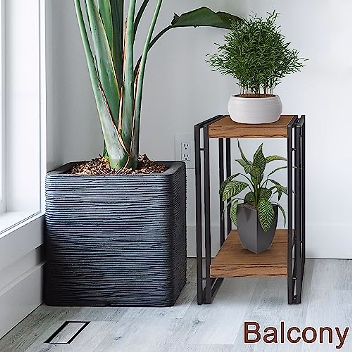fusehome 22 inch Plant Stand Table, 2 Tier Plant Shelves Indoor Flower Pots Stand Holder Modern Corner Plant Stand Rack Shelves Square Plant Tables for Office Living Room, Balcony