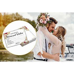 Advice and Wishes Cards, Burgundy Blush Floral Bridal Shower Advice & Wishes for the Mr & Mrs, Fall Thanksgiving Pumpkin Wedding Reception/Engagement Party Supplies Decorations - 07(25 Pack)