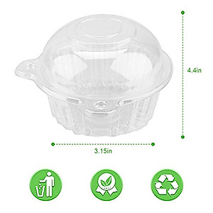 400 Single Individual Cupcake Containers, Plastic Clear Dome Cupcake Holder Stackable Disposable Cupcake Boxes Muffin Cases with Lids for Parties Cake Muffin Fruit Salad Sandwich