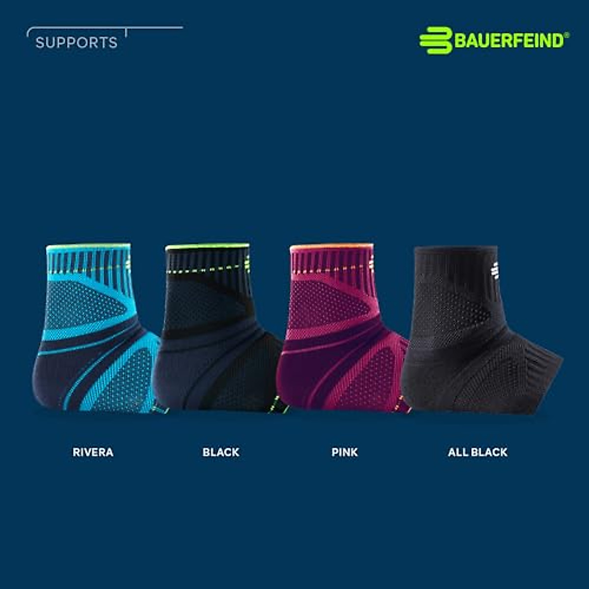 Bauerfeind Sports Ankle Support Dynamic - Ankle Compression Sleeve for Freedom of Movement - 3D AirKnit Fabric for Breathability - Premium Quality & Washable (M, Black)
