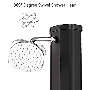 VINGLI Solar Heated Shower, 9.3 Gallon Outdoor Shower with Shower Head and Foot Shower Tap，for Outdoor Backyard Poolside Beach Pool Spa,Black (9.3 Gallon)