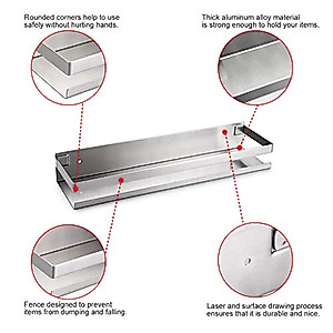 OwnMy Bathroom Shower Shelf Stainless Steel Bath Kitchen Basket Shower Caddy Rack, Rustproof Metal Bathroom Storage Floating Shelves Wall Mounted Shower Corner Rectangular Shelf - 16 Inch Silver