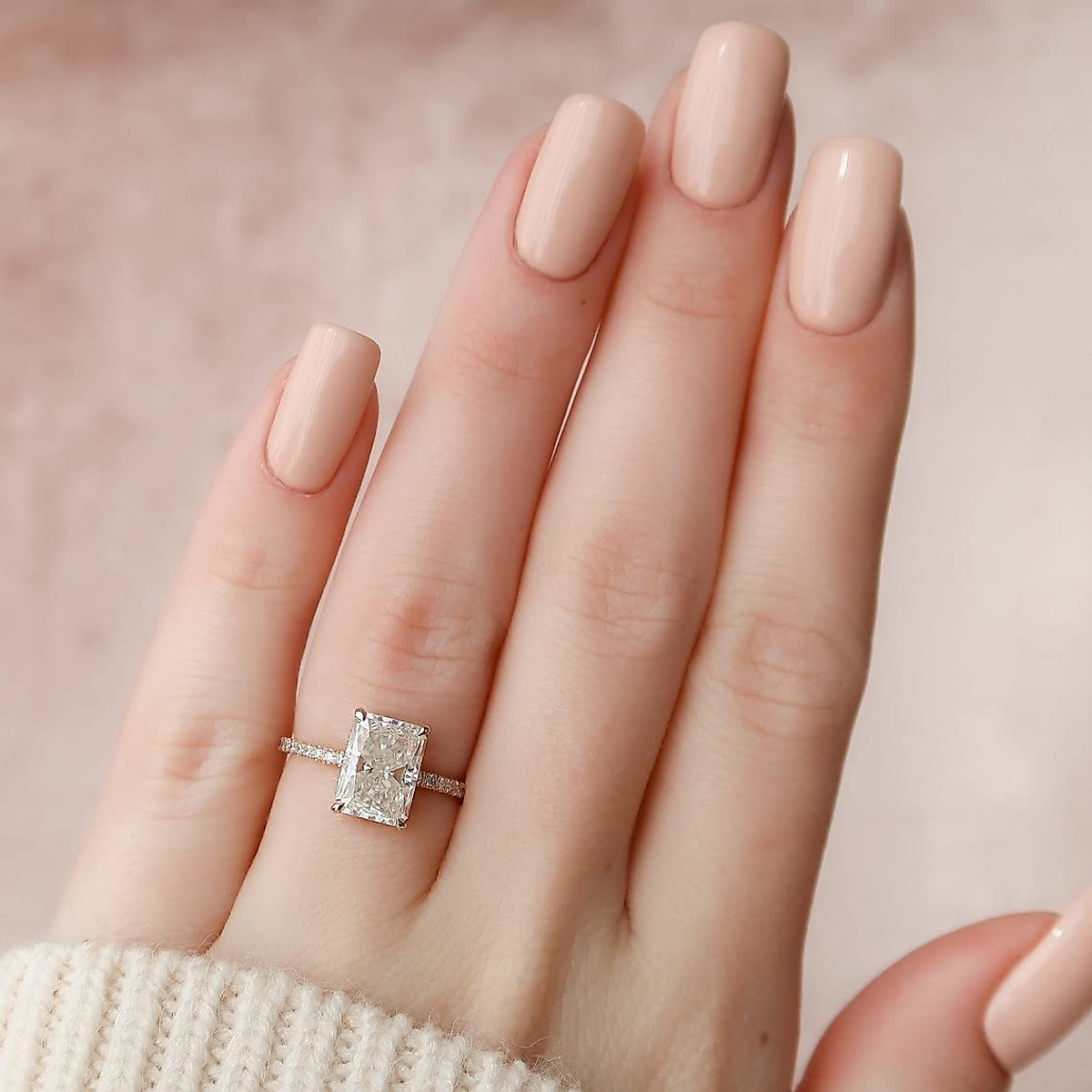 3 Carat Radiant Cut Engagement Ring For Women, Radiant Cut Moissanite Diamond Engagement Rings, Radiant Anniversary Rings in 14K White Gold, Ring Size - 7