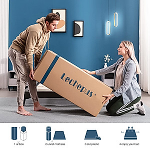 King Mattress,Lechepus 12 Inch Cooling Gel Memory Foam Hybrid Mattress with Pocket Innersprings,Medium Firm Mattresses for Supportive & Pressure Relief,CertiPUR-US Certified,Matress-in-Box