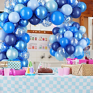 Blue Balloons 60 Packs 12 Inches Navy Blue Metallic Blue Balloons Baby Light Blue Balloons and Confetti Helium Balloons Birthday Decoration, Bridal Shower, Wedding, Baby Shower Boys Men Graduation