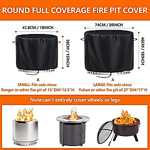 Fire Pit Cover For Solo Stove Yukon: 27"D x 18"H Outdoor Round Firepit Waterproof Cover For Solo Stove Yukon Accessories Outside Fireplace Grill Cover Heavy Duty Circle Fire Column Tarp