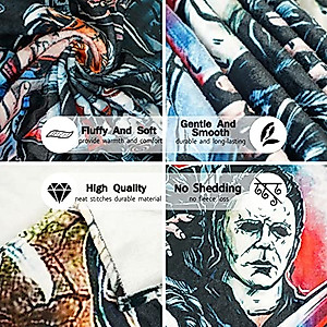 Horror Movie Watching Halloween Throw Blanket Scary Movie Fuzzy Flannel for Couch Sofa or Bed 50inch*60inch