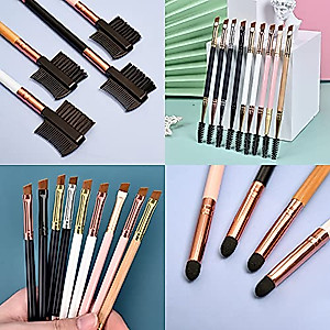 Duo Eyebrow Brush, Eyebrow Brush Eyelash Comb and Eye Shadow Brush, Professional Angled Eye Brow Brush and Spoolie Brush Set (Black)
