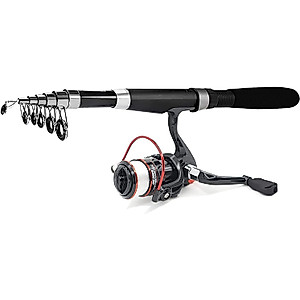 Fishing Pole Combo Set,2.1m/6.89ft 145pcs Fishing Accessories Kit Collapsible Rods Spinning Reel High Speed Reels Fishing line ministoream