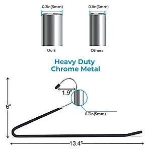 JS HANGER Non Slip Pants Hangers 10 Pack Open Ended Easy Slid Slacks Hangers, Durable Anti-Rust Space Saving Metal Jeans Hangers, Chrome and Black Friction