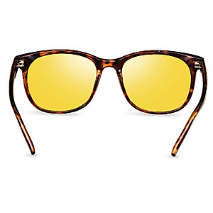 Night Vision Driving Glasses Polarized Anti-glare Clear Sun Glasses Men & Women Fashion (Tortoiseshell, 56)