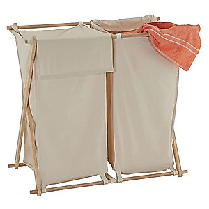 Household Essentials 6786-1 Collapsible Double X-Frame Laundry Hamper Sorter with Fold Over Lid , White