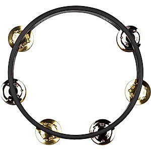 Meinl Percussion Compact Wood Tambourine with Solid Brass Jingles, Double Row — NOT MADE in CHINA — for All Musicians, 2-YEAR WARRANTY (CTA2B-BK)