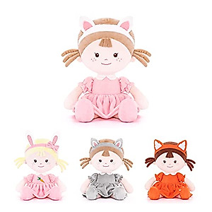 Onetoo First Baby Doll Cuddle Buddy Doll Soft Baby Doll Baby Dolls Plush Rag Doll Wear Kitty Costume PinkDress 14"（Milly Series）