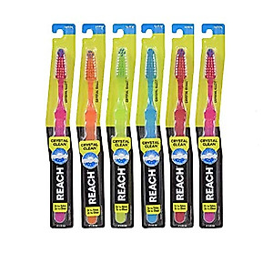 REACH Crystal Clean Firm Adult Toothbrush, 1 ea - Colors May Vary (Pack of 6)